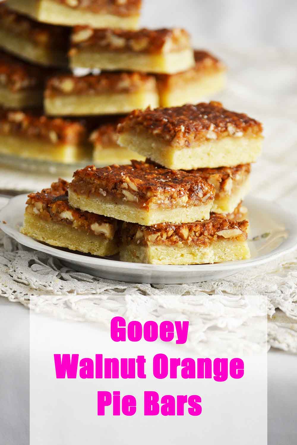Gooey Walnut Orange Pie Bars | MYREILLE RECIPES